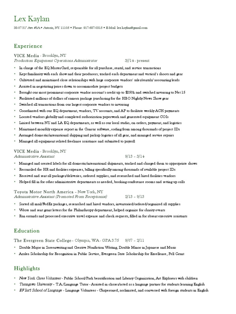 Lex Kaylan Resume | PDF | Business | Business (General)