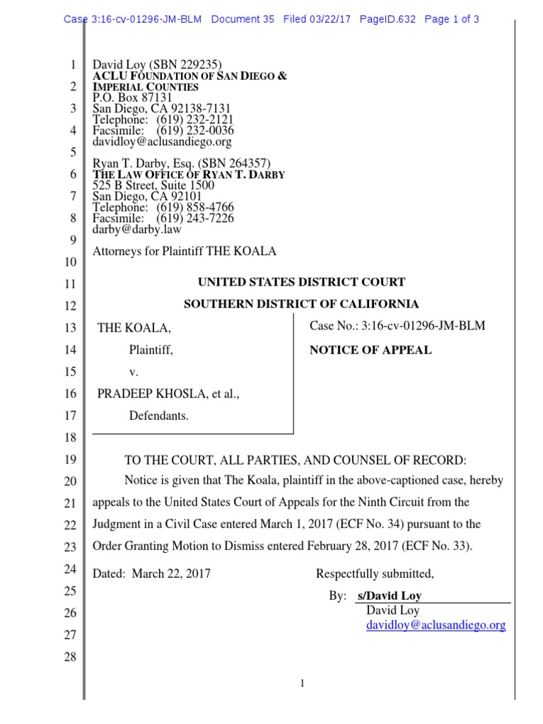 Koala v Khosla Notice of Appeal | Virginia Circuit Court | Appeal