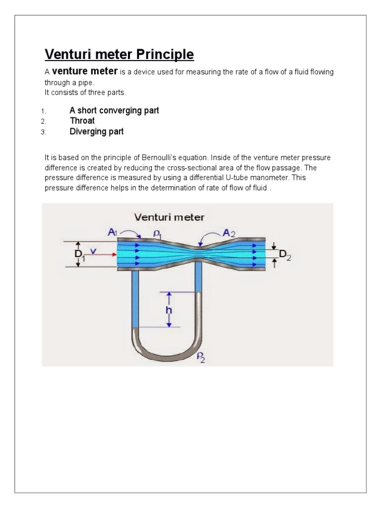 Venturi Meter Principle | Download Free PDF | Flow Measurement ...