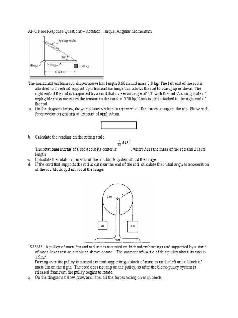 4 AP C Free Response Questions and Answers Due Mon | PDF | Teaching ...