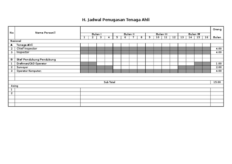 H. Jadwal Penugasan Tenaga Ahli | PDF