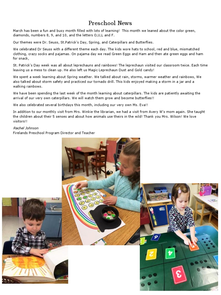 Preschool News April | PDF | Language Arts & Discipline