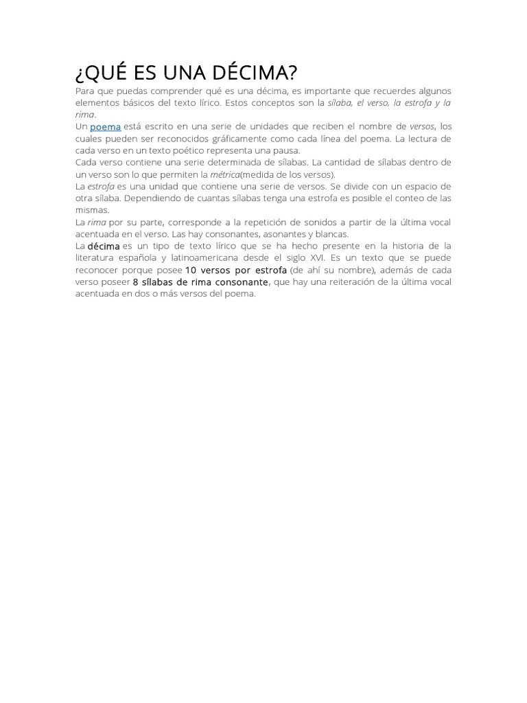 Qué Es Una Décima | PDF