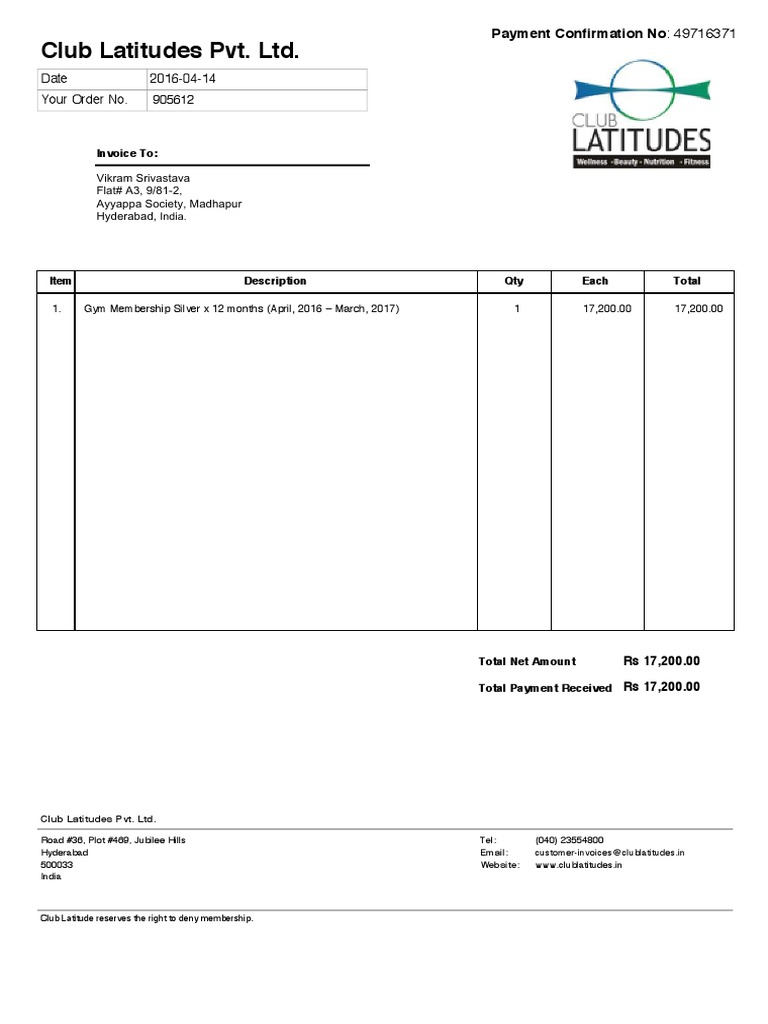 Gym Lattitude Bill | PDF