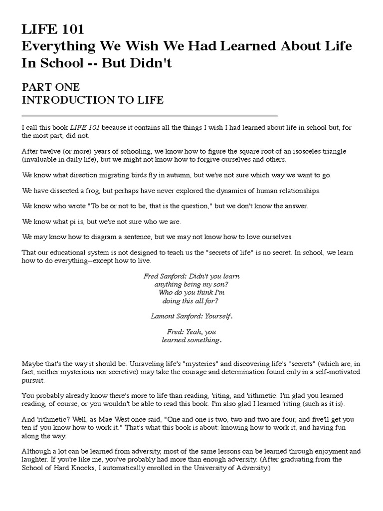 Life 101-Part One | PDF | Meaning Of Life