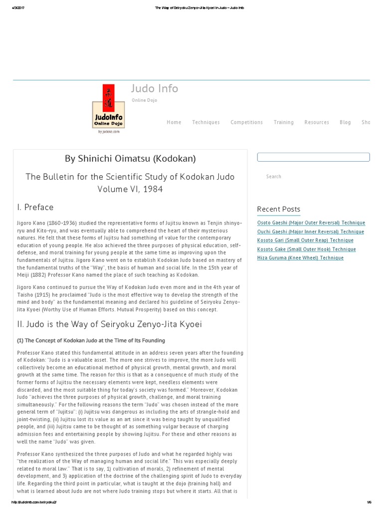 The Way of Seiryoku Zenyo-Jita Kyoei in Judo | PDF | Judo | Japanese ...