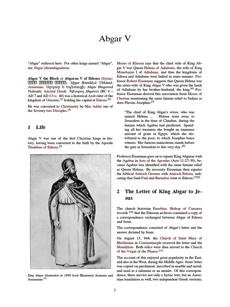 Abgar V PDF | PDF | Bible | Religion And Belief