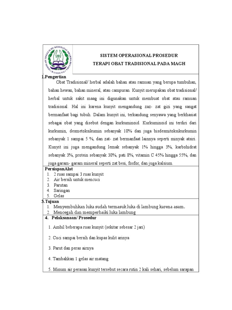 Sop Fix Kunyit | PDF