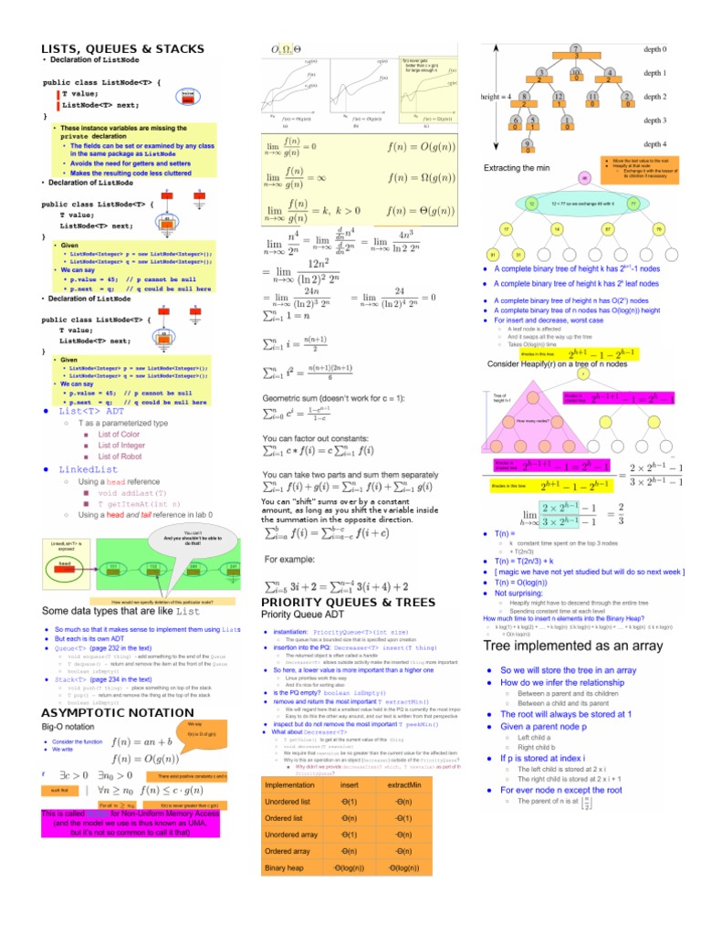 CSE 247 Exam 1 Cheat Sheet | PDF | Algorithms | Mathematical Concepts