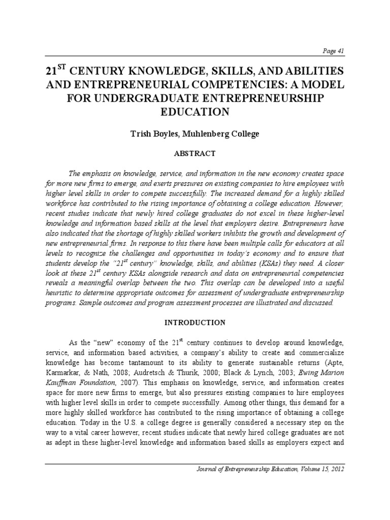 21ST Century Knowledge, Skills, and Abilities PDF | PDF ...