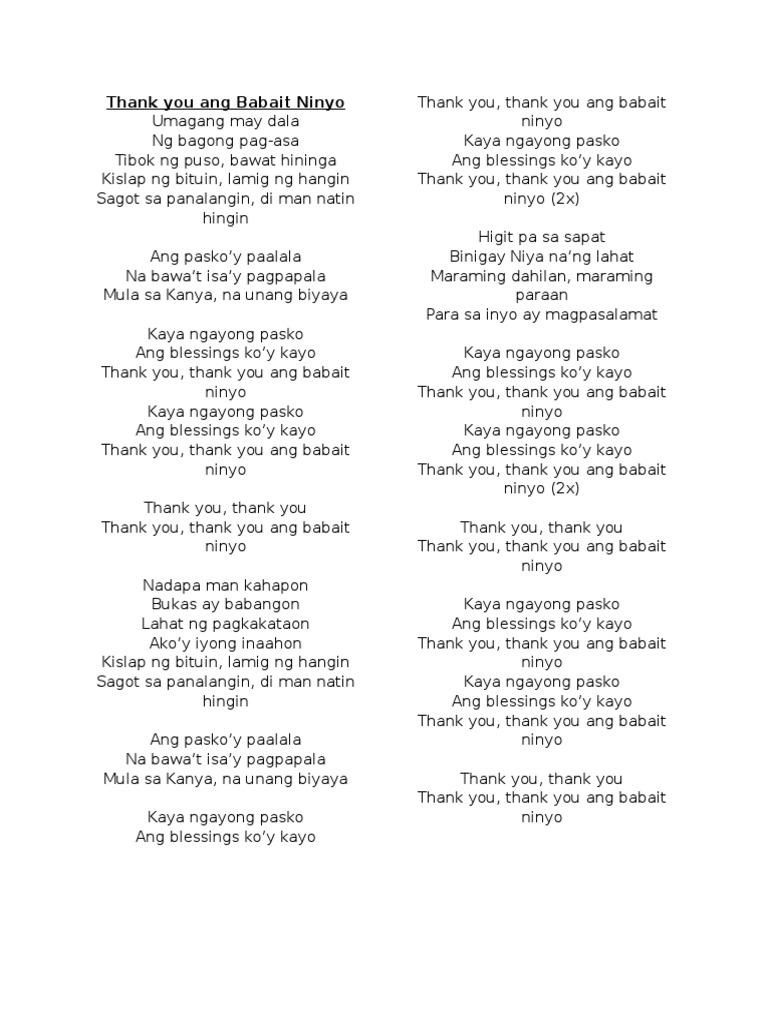 Thank You Ang Babait Ninyo | PDF