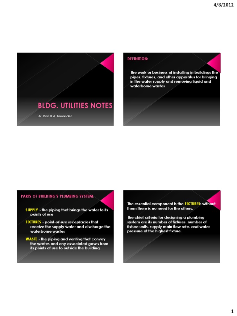 JPT - Building Utilities Notes PDF | PDF | Valve | Home Appliance