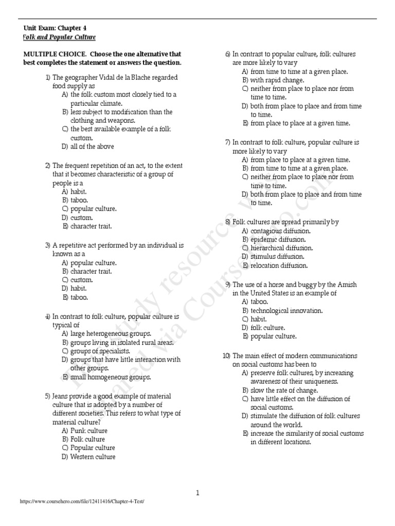 AP Human Geography CH 4 | PDF | Traditions | Folklore