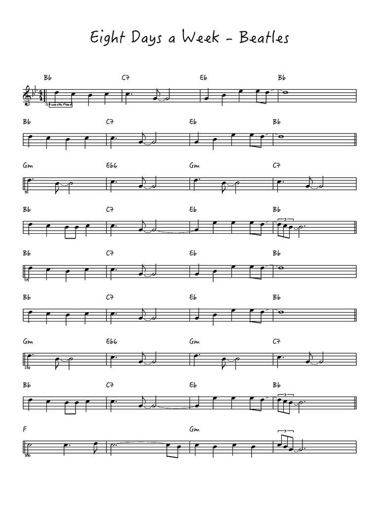 Eight Days A Week - Beatles | PDF | The Beatles Songs | The Beatles