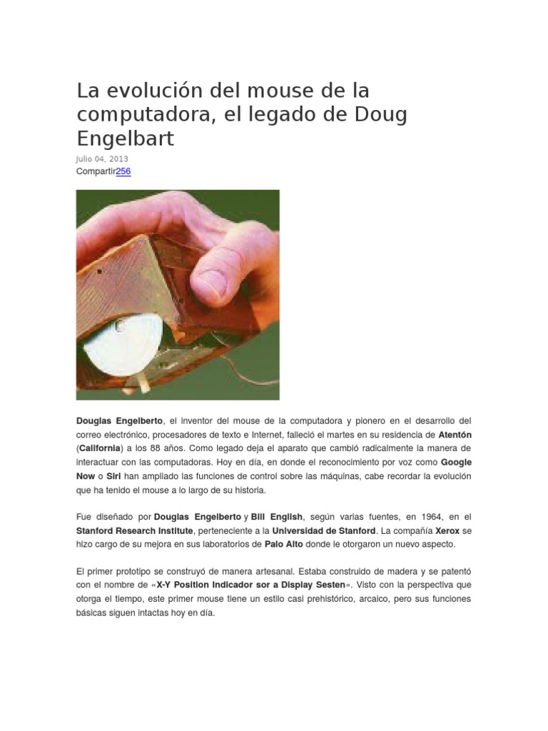 La Evolución Del Mouse de La Computadora | PDF | Equipo de oficina ...