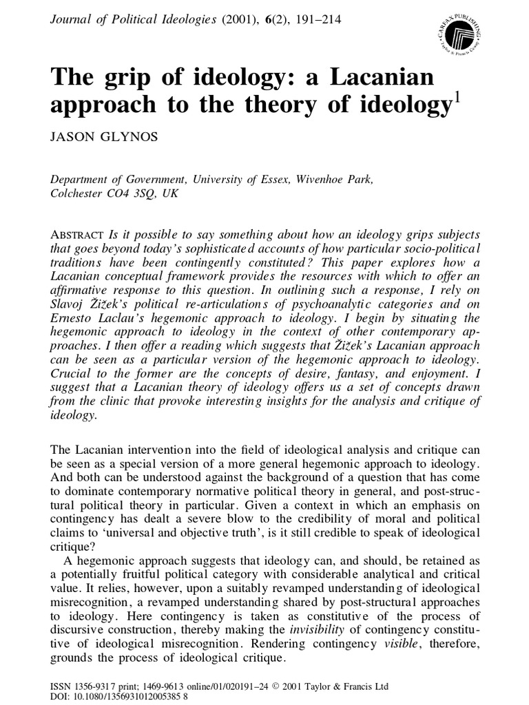Glynos Lacan PDF | PDF | Ideologies | Discourse