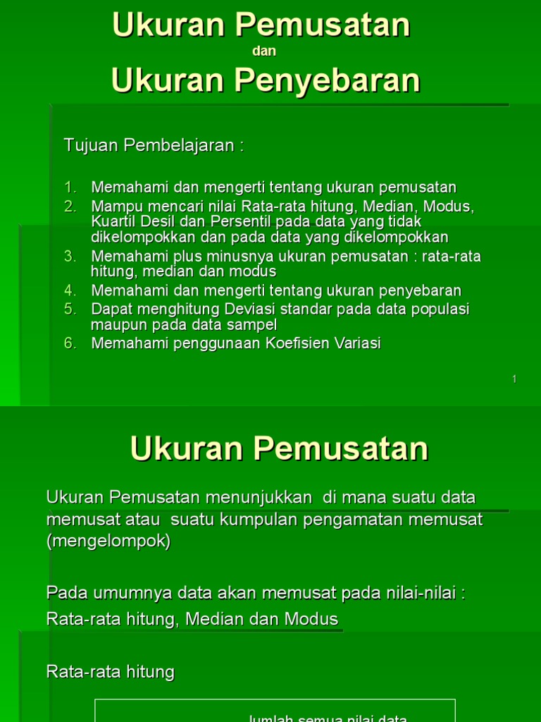Ukuran Statistik Pemusatan Posisi Sebaran | PDF