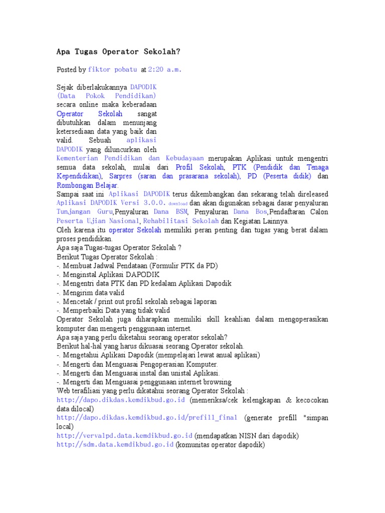 Apa Tugas Operator Sekolah 2 | PDF | Komputer
