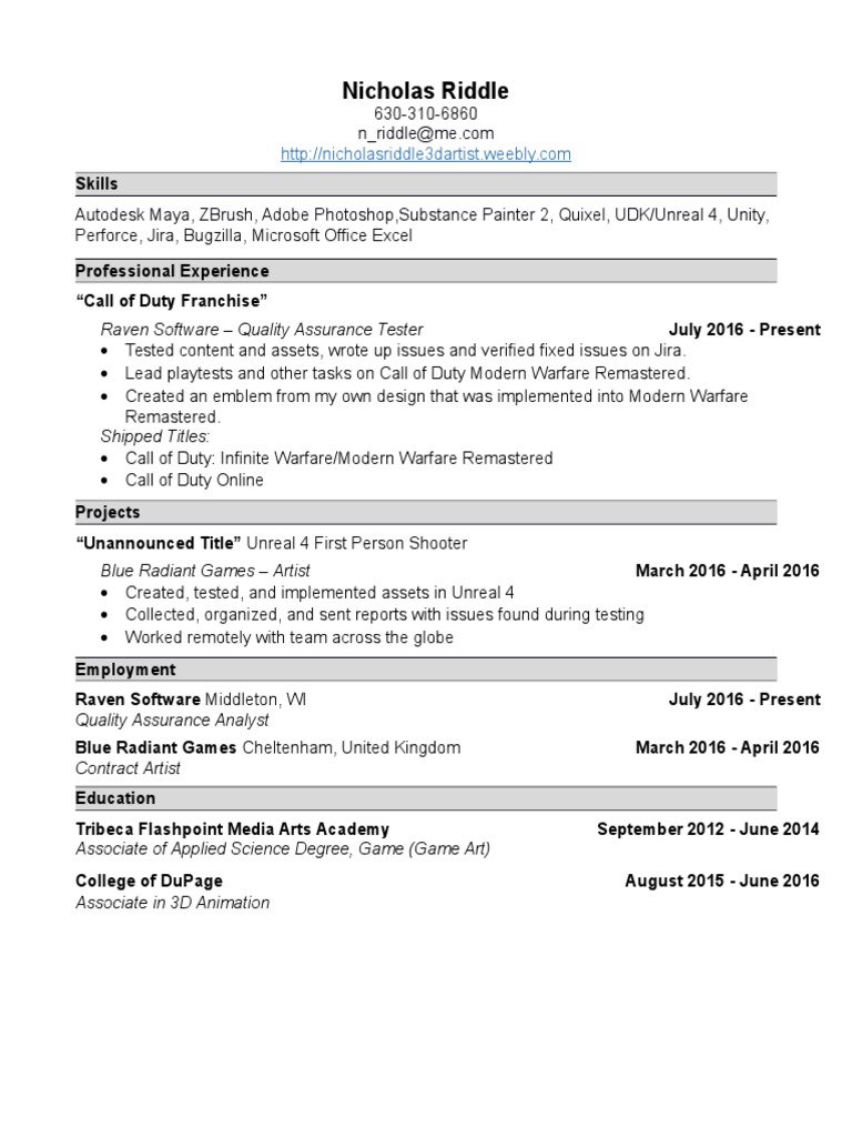 Nicholas Riddle Resume | PDF