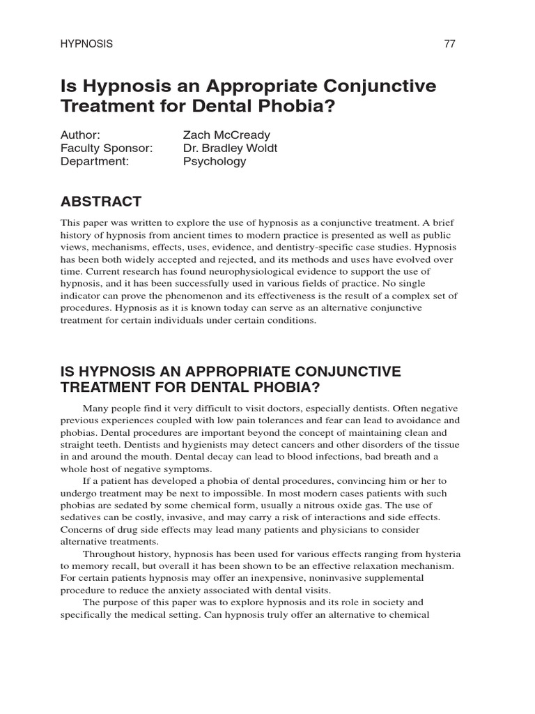 Hypnosis PDF | PDF | Hypnosis | Dentistry