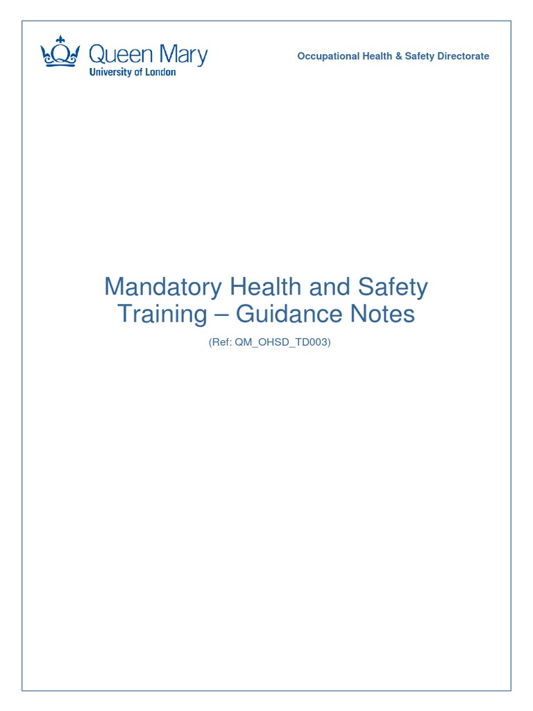 Mandatory Health and Safety Training Guidance Notes | PDF ...