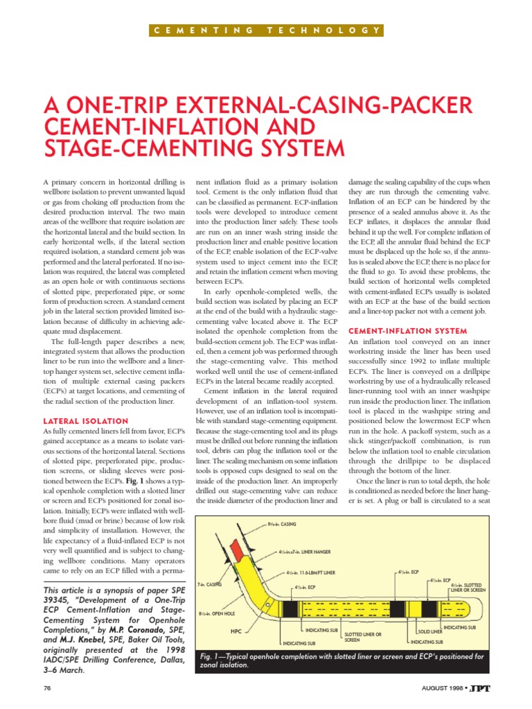 ECP Cement-Inflation System Overview | PDF | Casing (Borehole) | Valve