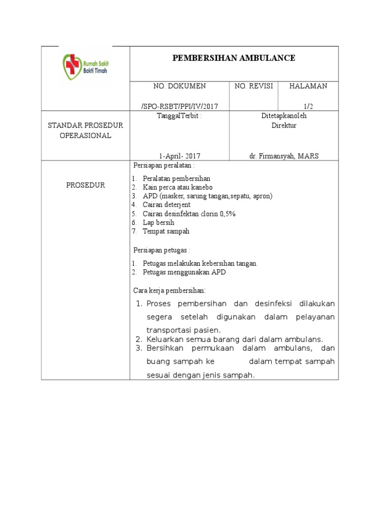 Spo Pembersihan Ambulance | PDF