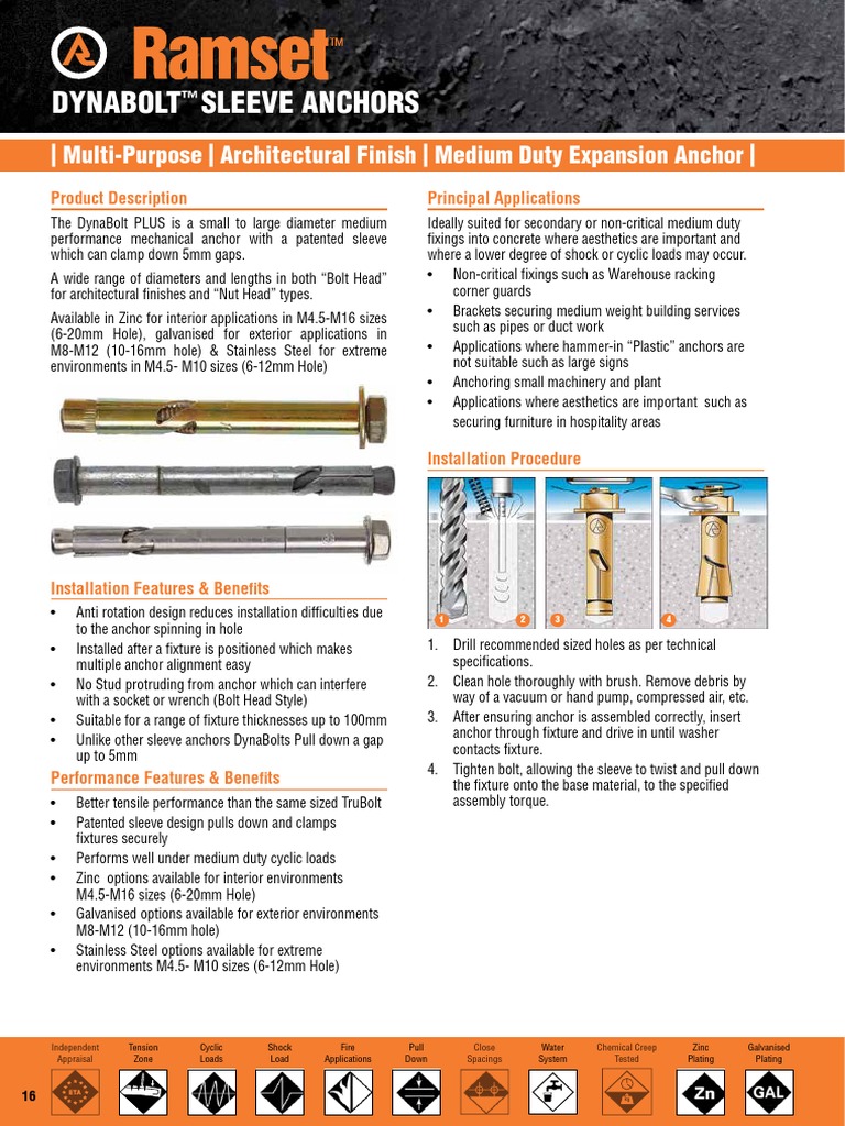 APG 2013 DynaBolt Sleeve Anchors | PDF | Screw | Galvanization