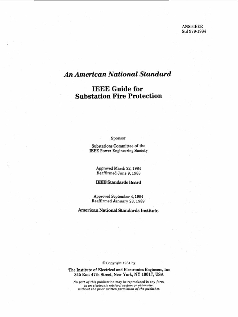 IEEE Guide For Substation Fire Protection Standards 979-1984 | Download ...