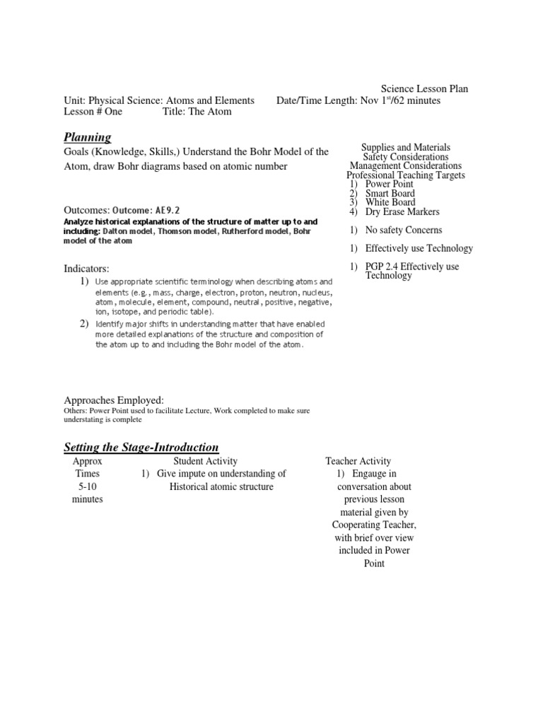 The Atom Lesson Plan | PDF | Atoms | Atomic Physics