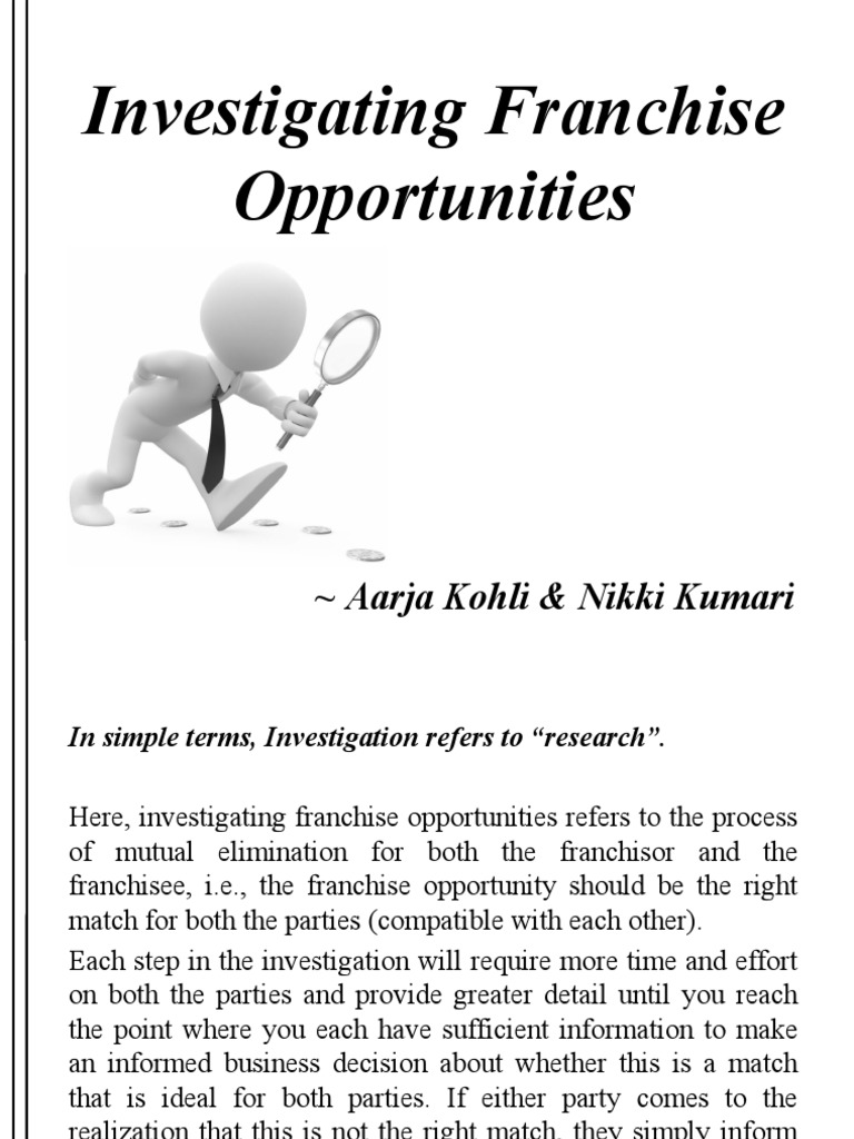 Investigating Franchise Opportunities | PDF