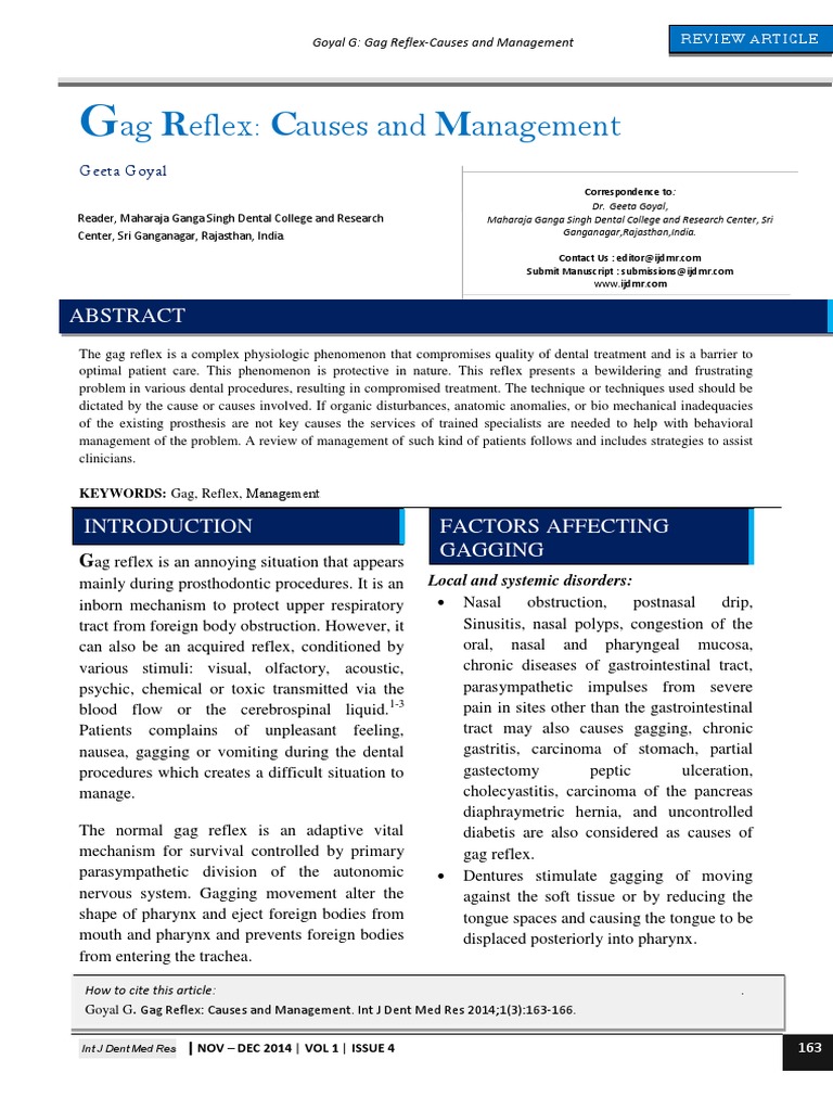 Gag Reflex: Causes and Management Strategies | PDF | Dentures ...