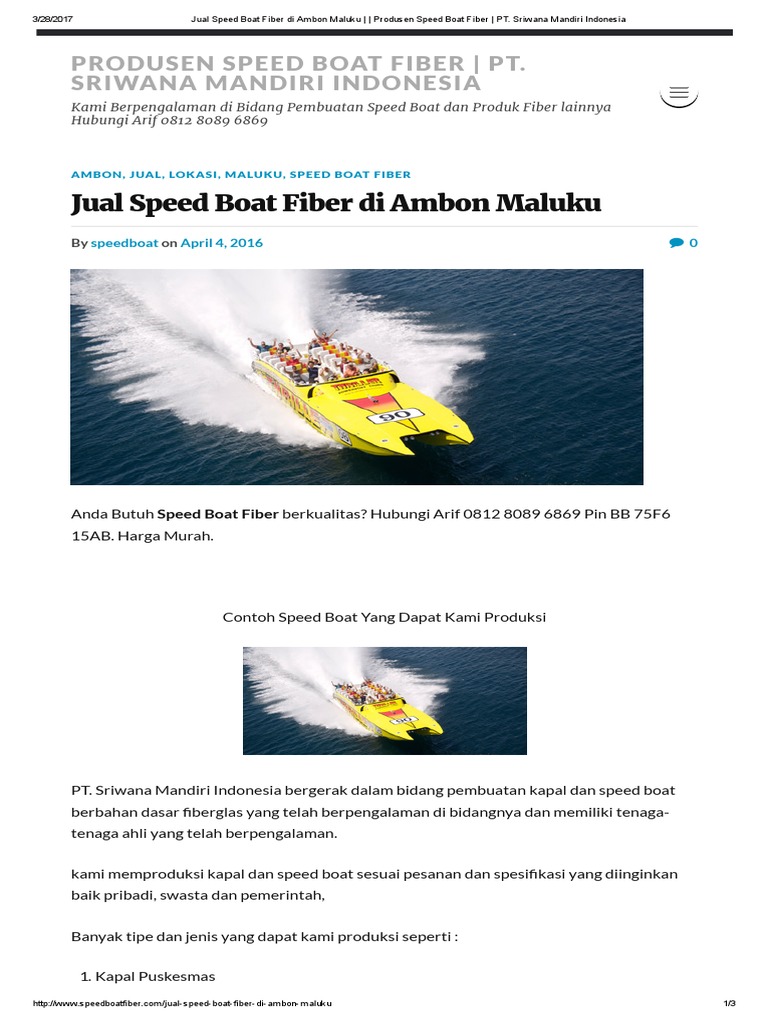 Jual Speed Boat Fiber Di Ambon Maluku - Produsen Speed Boat Fiber - PT ...