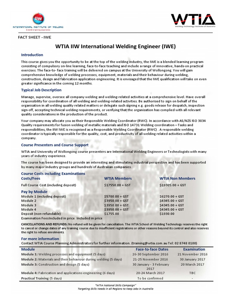 Comprehensive Training Program for International Welding Engineers ...