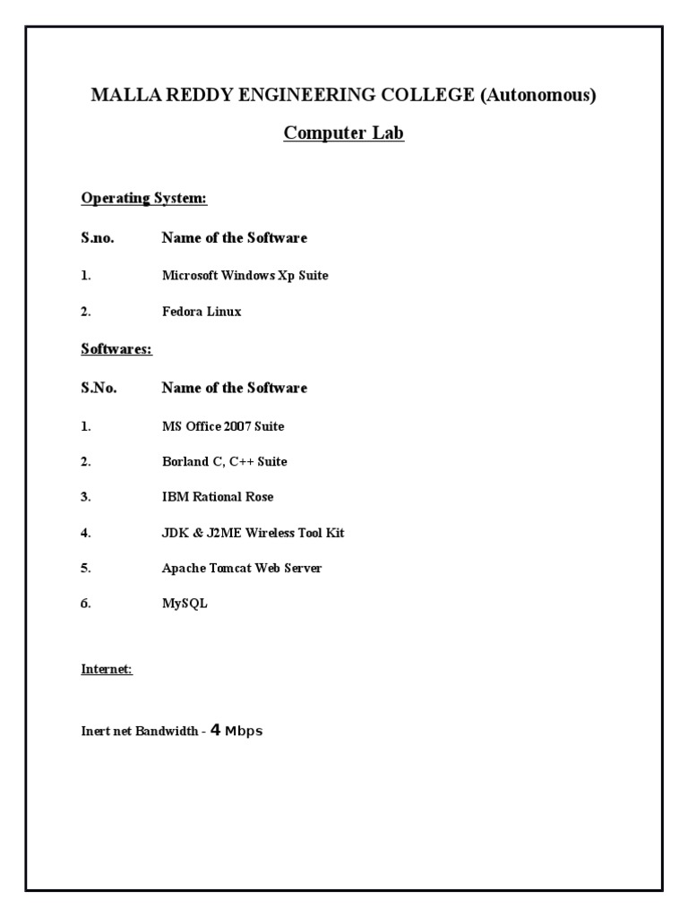 Malla Reddy Engineering College (Autonomous) Computer Lab: Operating ...