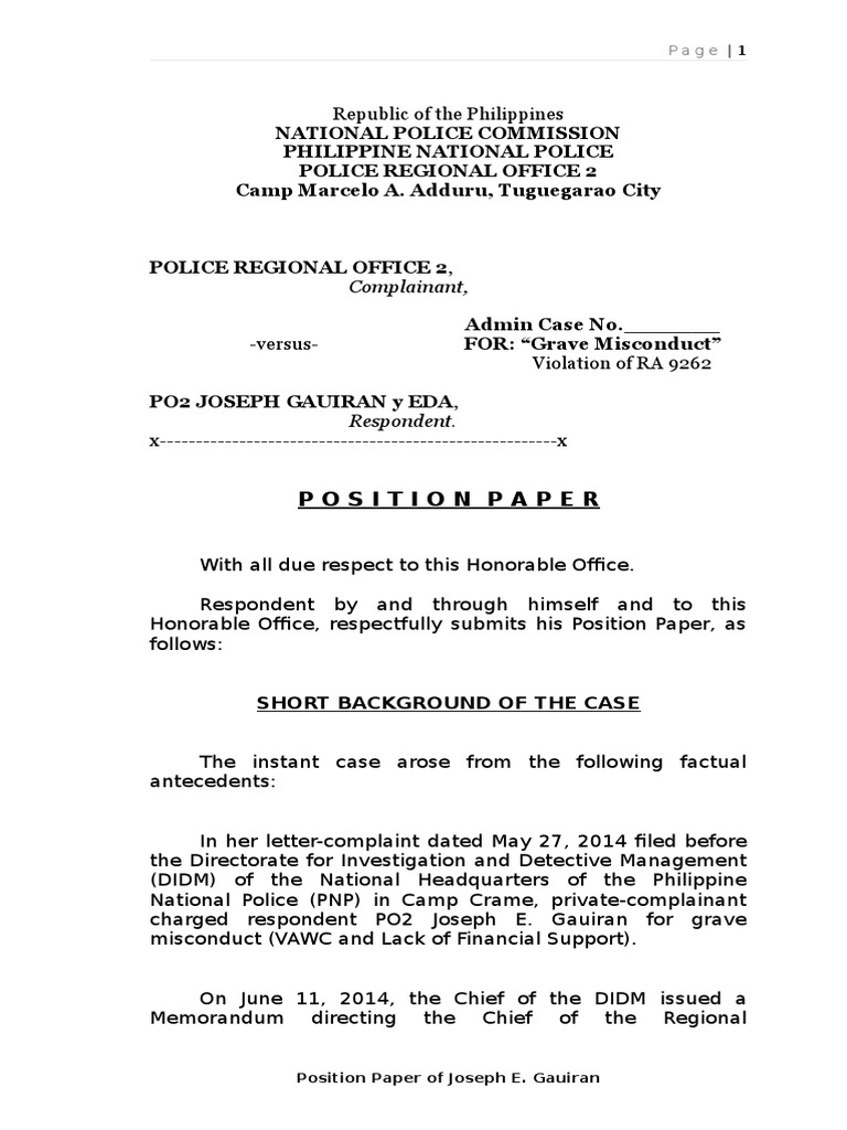 Position Paper J.gauiran | PDF | Evidence | Burden Of Proof (Law)