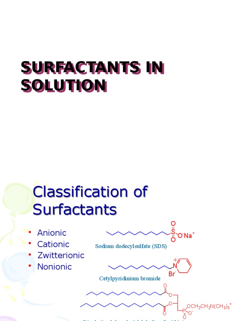 Surfactants in Solution | PDF | Surfactant | Emulsion