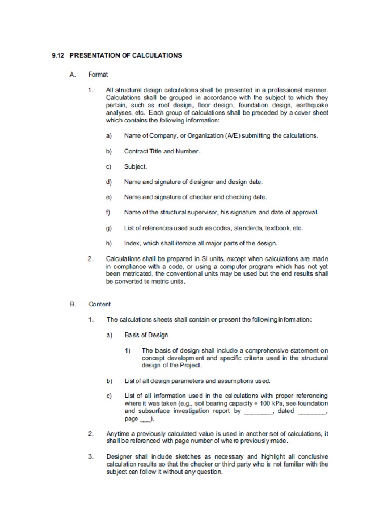 Structural Analysis - Presentation of Calculation | PDF