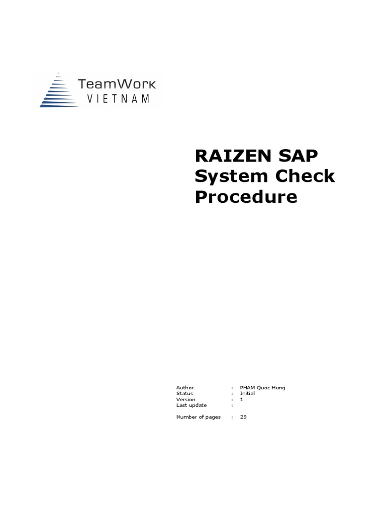 Raizen Sap System Checks Procedure 2012 | PDF | Screenshot | Backup