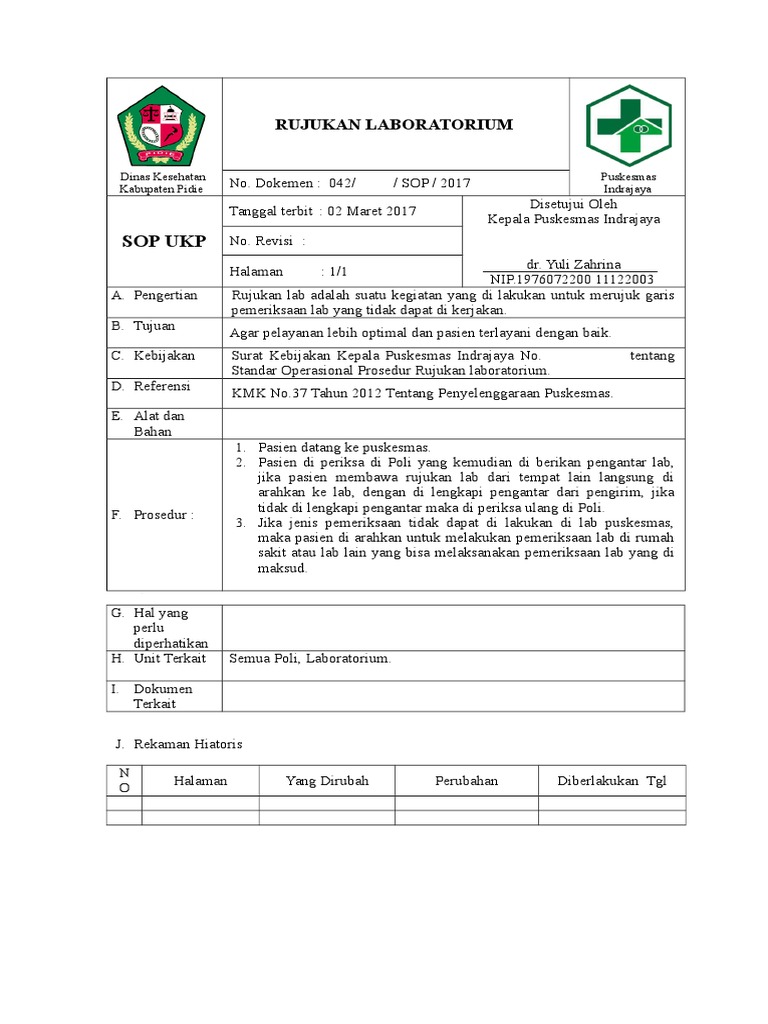 Sop Rujukan Laboratorium | PDF