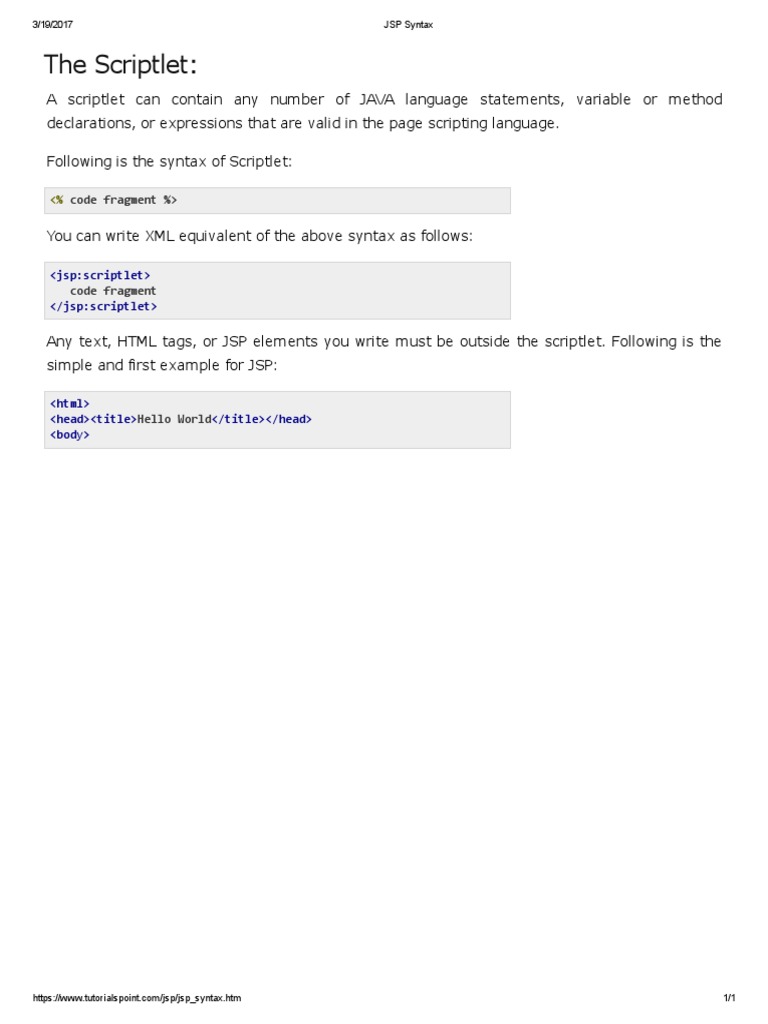 The Scriptlet:: Code Fragment % | PDF