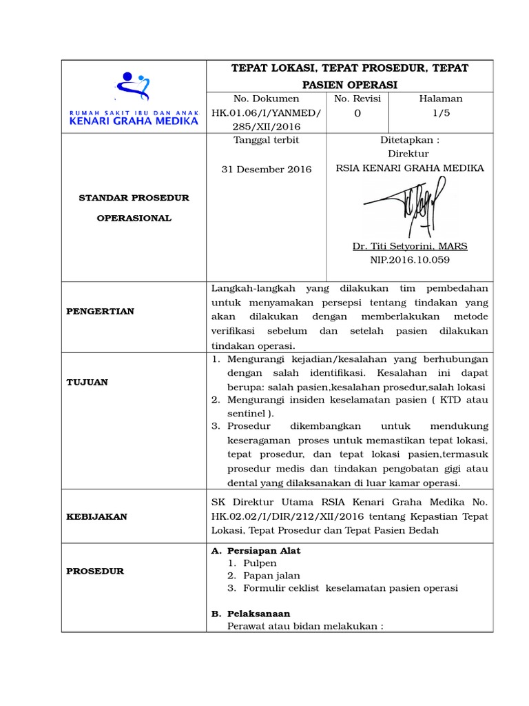 05.spo Tepat Lokasi, Tepat Prosedur, Tepat Pasien Dari Intan | PDF