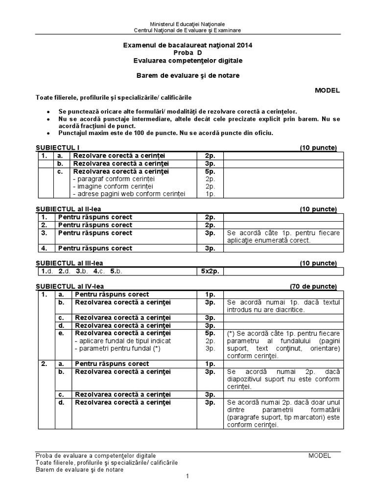 D Competente Digitale MODEL BAREM PDF | PDF
