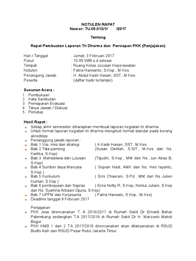 Notulen Rapat PKK | PDF | Pengembangan Diri | Kesehatan Holistik
