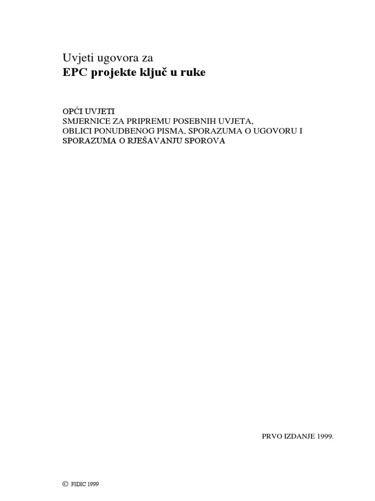FIDIC - Projekt - KLJUC U RUKE - Uvod PDF | PDF