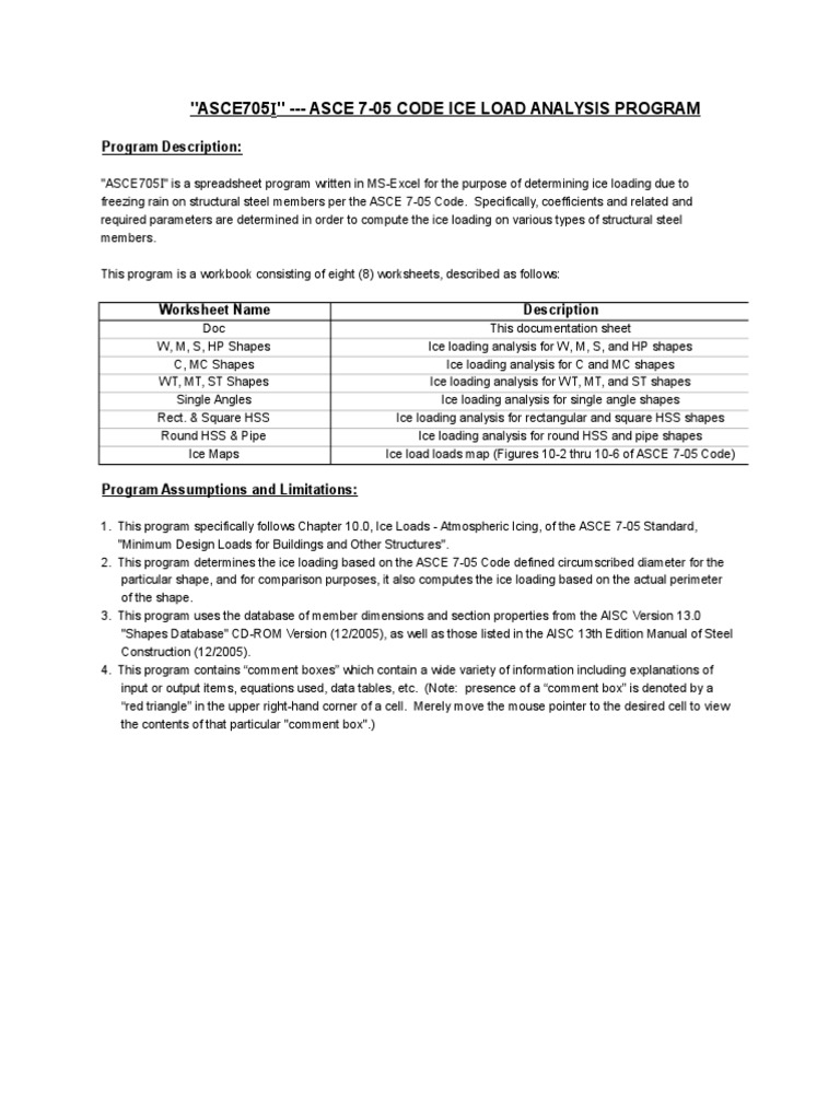 Code Ice Load Analysis (ASCE 7-05) | PDF | Structural Steel | Ice