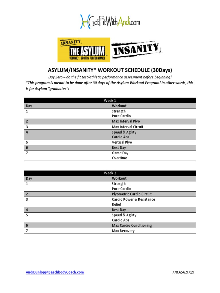 Asylum-Insanity Schedule 1 | Download Free PDF | Physical Exercise ...