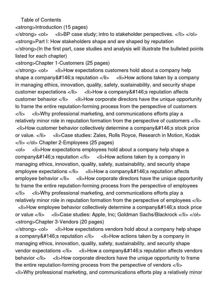 Reputation, Stock Price &you | PDF | Bp | Reputation