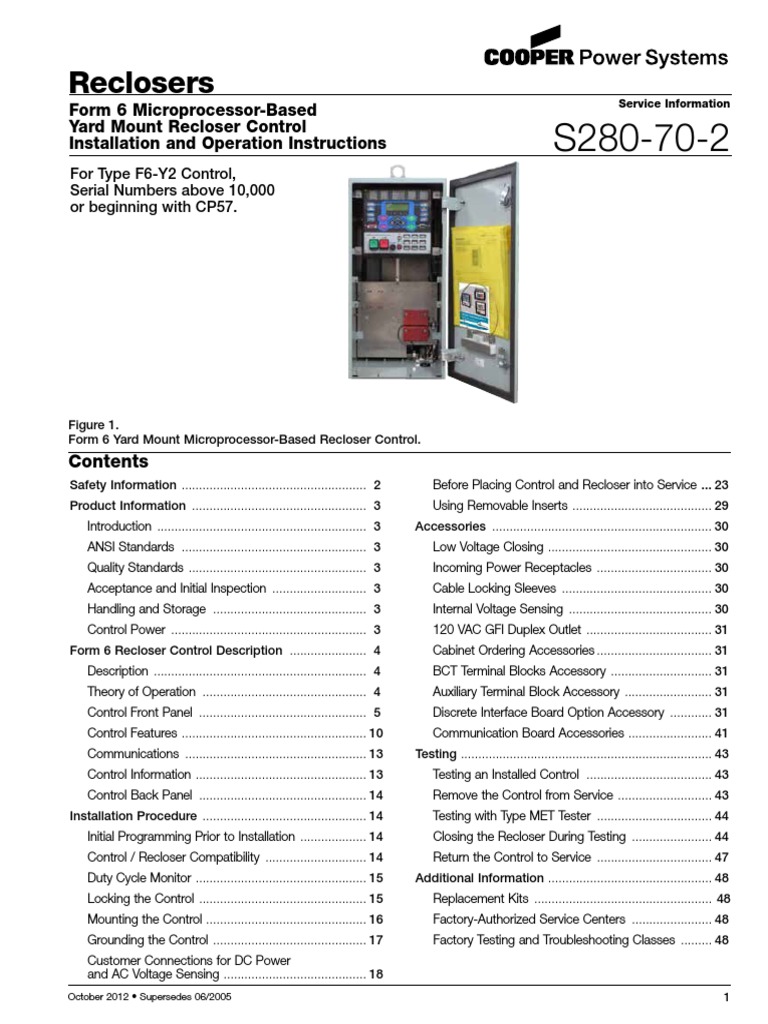 Form-6 Yard Mount Reclose Control - S280702 - 10000 PDF | PDF