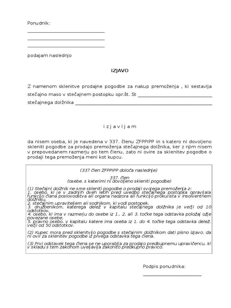 Izjava 337 | PDF